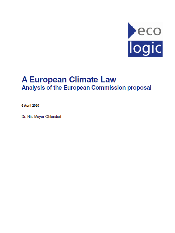 A European Climate Law | Ecologic Institute
